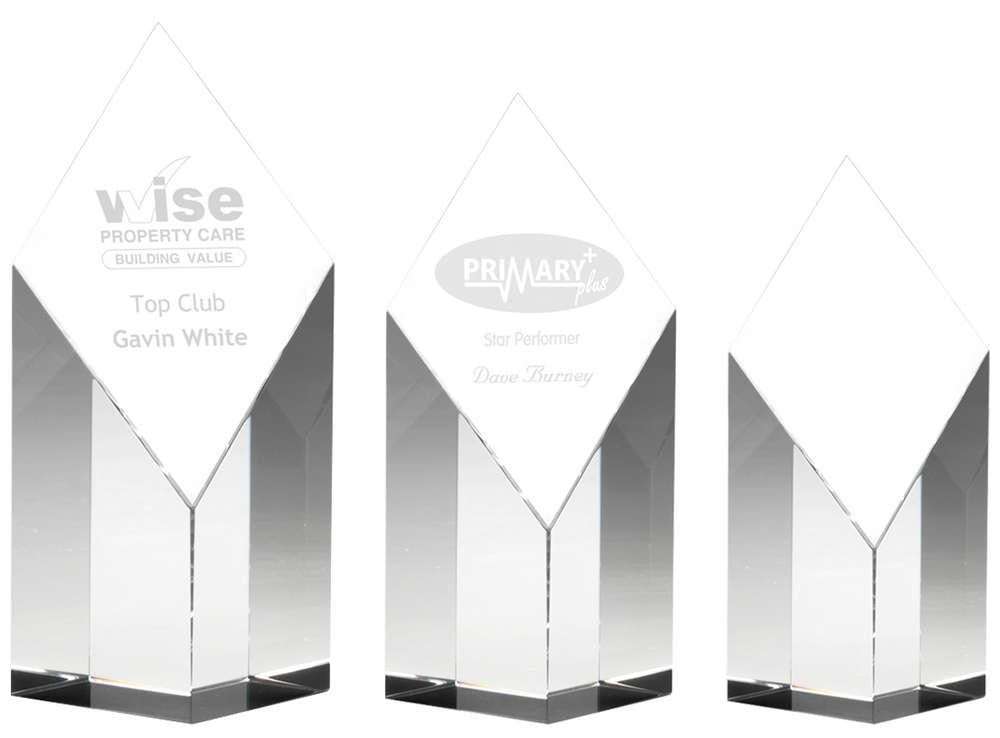 Clear Glass Diamond Column - 150mm | Creative Awards London